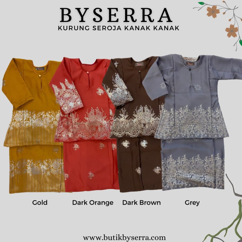 BAJU KURUNG KANAK-KANAK SEROJA - Butik Byserra