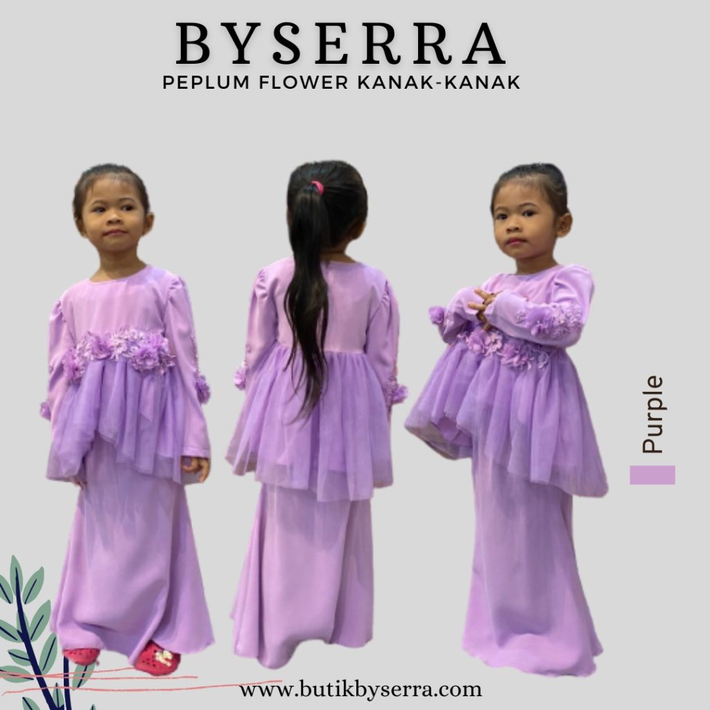 BAJU KURUNG KANAK-KANAK Peplum Flower - Butik Byserra