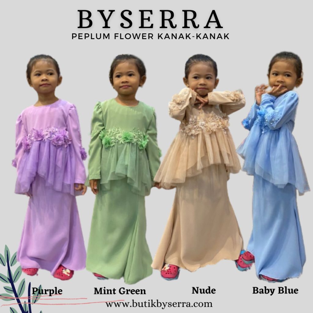 BAJU KURUNG KANAK-KANAK Peplum Flower - Butik Byserra