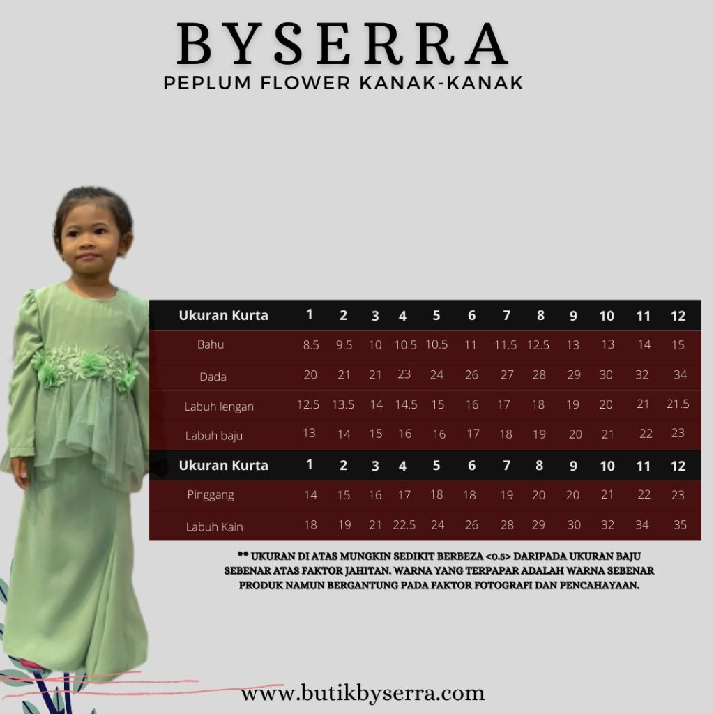 BAJU KURUNG KANAK-KANAK Peplum Flower - Butik Byserra
